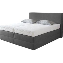 Westfalia Schlafkomfort Boxspringbett wahlweise mit Kaltschaum-Topper grau Microvelours (100% Polyester) Microvelours Ohne Topper, Liegefl&auml;che B/L: 180cm x 200cm, Gewicht bis