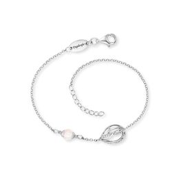 Engelsrufer Damen Armband &raquo;Himmelstr&auml;ne mit Lebensblume&laquo; mit Rosenquarz, Zirkonia (synth.) wei&szlig; 20cm, Silber 925 (Sterlingsilber)