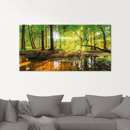 Artland Glasbild &raquo;Wald mit Bach&laquo; Wald 1 Stk. tlg. in verschiedenen Gr&ouml;&szlig;en gr&uuml;n B/H/T: 60cm x 45cm, Glasbild Wald, 1 Stk.