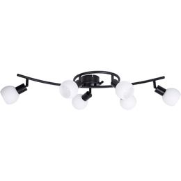 NOWA Deckenleuchte &raquo;LOXY&laquo; E14 6 Stk. Warmwei&szlig; Deckenlampe, Dreh-/Schwenkbar, Glas opal, Flur, Wohnzimmer schwarz 6 Stk.