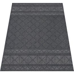 Paco Home Teppich &raquo;Vermont 191&laquo; rechteckig 4 mm H&ouml;he Flachgewebe, modernes Design mit Rauten, gesteift, Outdoor geeignet grau Polypropylen B : 200cm 1 Stk., 4mm
