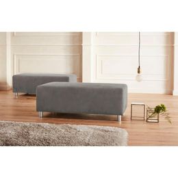 Home Affaire Polsterhocker &raquo;Gy&ouml;r&laquo; democratichome Edition, passend zum Ecksofa 'Gy&ouml;r' grau Microfaser (100% Polyester);Luxus-Microfaser Lederoptik (100