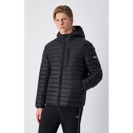 Champion Herren Steppjacke mit Kapuze mit gef&uuml;tterter, farblich passender Kapuzenf&uuml;tterung, w&auml;rmend schwarz S (44/46)