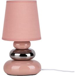 N&auml;ve n&auml;ve Tischleuchte &raquo;Stoney&laquo; E14 1 Stk. mit Keramikfu&szlig; und Textilschirm, 1xE14/max.40W rosa 1, &Oslash; 16cm H: 31cm, 1 Stk.