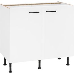 Optifit Unterschrank &raquo;Elga&laquo; mit Soft-Close-Funktion, h&ouml;henverstellbare F&uuml;&szlig;e, Breite 90 cm wei&szlig; Holzwerkstoff wei&szlig;, B/H/T: 90cm x 87cm x 58,4cm, T&uuml;ren: