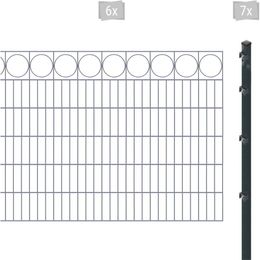 Arvotec Doppelstabmattenzaun &raquo;ESSENTIAL 120 zum Einbetonieren "Ring" mit Zierleiste&laquo; Zaunh&ouml;he 120 cm, Zaunl&auml;nge 2 - 60 m grau Kunststoff, Stahl H/L: 120cm x 