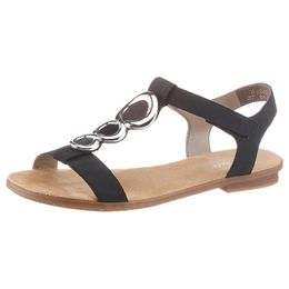 Rieker Damen Riemchensandale , Sommerschuh, Sandalette, Blockabsatz, mit Klettverschluss-Riegel blau 39
