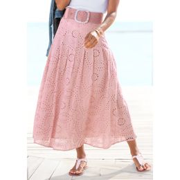 Buffalo Damen Maxirock &raquo;aus Eyelet-Spitze mit Unterrrock&laquo; Sommerrock mit modische Lochstickerei, Spitzenrock in A-Form lila 36