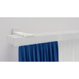 Indeko Gardinenstange &raquo;Bern&laquo; 3 l&auml;ufig-l&auml;ufig Wunschma&szlig;l&auml;nge Innenlauf Komplett-Set inkl. Gleitern und Montagematerial wei&szlig; Aluminium B/L: 430cm, 1 Stk