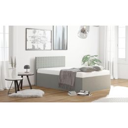 Westfalia Schlafkomfort Polsterbett mit Bettkasten bei Ausf&uuml;hrung mit Matratze grau Liegefl&auml;che L&auml;nge B: 200cm x 140cm, Samtvelours, H&ouml;he Liegefl&auml;che: 45,00, 7-Zonen-