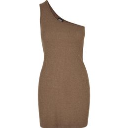Urban Classics Damen A-Linien-Kleid "Urban Classics Damen Ladies Rib One Shoulder Dress", braun, Gr. 4XL, unifarben, 77% Polyester, 19% Viskose, 4%