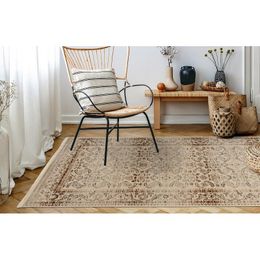 Kayoom Teppich &raquo;Charu 600&laquo; rechteckig 3,5 mm H&ouml;he Vintage Look, Flachgewebe, Wohnzimmer beige Polypropylen B : 80cm 1 Stk., 3,5mm, L: 150cm