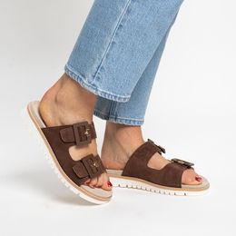 Ara Damen Pantolette "KENT", Gr. 41, braun, Ziegenveloursleder, unifarben, Schuhe, Schlupfschuh, Hausschuh, Bequemschuh in Komfortweite G (= weit)