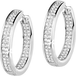 Firetti Damen Paar Creolen &raquo;Schmuck Geschenk Silber 925 Ohrschmuck Ohrringe&laquo; Made in Germany - mit Zirkonia (synth.) silber 18mm, Silber 925 (