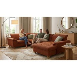 OTTO home Wohnlandschaft &raquo;Egedal 352 x 214 cm, auch mit Schlaffunktion & Bettkasten, Holzf&uuml;&szlig;e&laquo; Kopfteile verstellbar, U-Form, aus Pet Friendly Cord 90