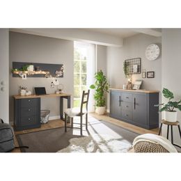 OTTO home B&uuml;rom&ouml;bel-Set &raquo;Westminster&laquo; im romantischen Landhausstil, exclusiv by Otto grau Holzwerkstoff, Metall B/H/T: 284cm x 170cm x 60cm, 