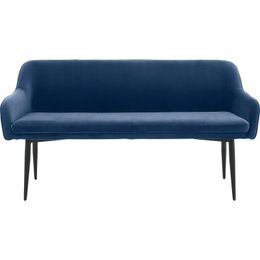 Salesfever Sitzbank &raquo;Komfortable Sitzbank&laquo; mit Armlehnen und R&uuml;ckensteppung blau Metall, Polyester B/H/T: 160cm x 85cm x 61cm, Samt, Sitzbank 160cm 