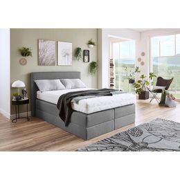 Westfalia Schlafkomfort Boxspringbett wahlweise mit Kaltschaum-Topper grau Strukturstoff (77% Polyester und 23% Viskose) Feinstruktur Kaltschaum-Topper, Liegefl&auml;che B/L: 