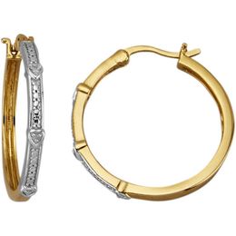 Firetti Damen Paar Creolen &raquo;Schmuck Geschenk Silber 925 Ohrschmuck Ohrringe Herzen Bicolor&laquo; mit Diamant silber 25,3mm, 0,02 P3 = leicht erkennbare 