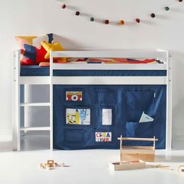 Hoppekids Hochbett &raquo;ECO Dream, Kinderbett, Spielbett, Halbhohes Bett aus Massivholz&laquo; inkl. Vorhang-Set Creator, Bettgr&ouml;&szlig;e & Matratze w&auml;hlbar blau Kinderbett: 
