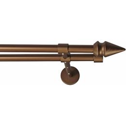 Garesa Gardinenstange &raquo;SPYRNA&laquo; &Oslash; 16 mm 2 l&auml;ufig-l&auml;ufig Wunschma&szlig;l&auml;nge Vorhanggarnitur, verl&auml;ngerbar, Spitze, ohne Ringe braun Holzwerkstoff, Metall B/