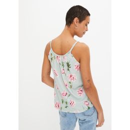 bonprix Damen Spaghettitopmint, Gr. 52, Obermaterial: 95% Viskose, 5% Elasthan, Tops, gerade Passform, mit Spitzenborte am Ausschnitt, &auml;rmellos