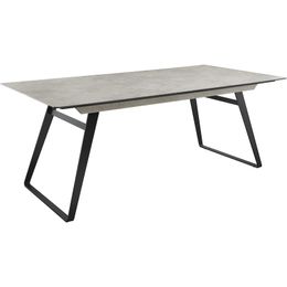 Musterring Esstisch HPL-Platte in Zement-Design, B&uuml;gelgestell schwarz, drei Gr&ouml;&szlig;en schwarz B/H/T: 220cm x 76cm x 100cm, ohne Auszug, ohne Funktion