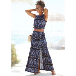 Vivance Damen Maxikleid "mit Seitennahttaschen und Schlitz", bunt, Gr. 40, bedruckt, Jersey, Obermaterial: 100% Viskose, Kleider, lockeres