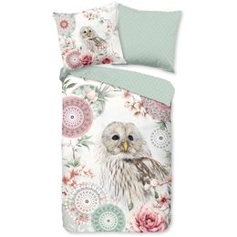 HIP Wendebettw&auml;sche &raquo;Omaira&laquo; 2 Stk. Flanell, Biber, Baumwolle, Warm, Wendeoptik, Mandala, Eule, Minzgr&uuml;n schwarz-wei&szlig; Flanell, Obermaterial: 100% 