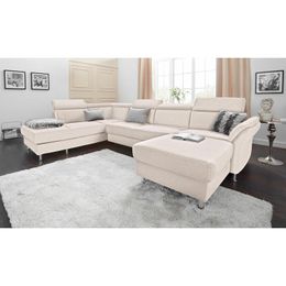 Sit & More sit&more Wohnlandschaft &raquo;Avignon U-Form&laquo; optional Schlaffunktion & Stauraum, inklusive Kopfteilverstellung beige Flachgewebe (90% Polyester, 10% 