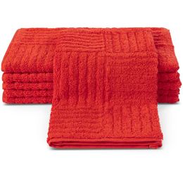 Ross Gaestehandtuecher &raquo;CARRE&laquo; 100% Baumwolle, Rippenstruktur, gro&szlig;e Farbauswahl orange Frottier, Frottier B/L: 30cmx50cm, 6 Stk., Frottier