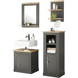OTTO home Badm&ouml;bel-Set &raquo;WESTMINSTER, Bad im Landhausstil, 4-teiliges Badezimmer&laquo; 4 Stk. tlg. grau B/H/T: 130cmcm x 200cmcm x 46cmcm