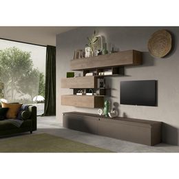 Home Affaire Wohnwand &raquo;Infinity, 8tlg. Breite 276 cm, H&ouml;he variabel, Schrankwand, Anbauwand&laquo; braun Holzwerkstoff B/H/T: 276cmcm x 190cmcm x 40cmcm