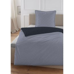 HECHTER PARIS Wendebettw&auml;sche &raquo;0061311&laquo; 2 Stk. feiner Glanz + weicher Griff,100% Baumwolle, Stehsaum, gesticktes LOGO blau Satin, Obermaterial: 100% 