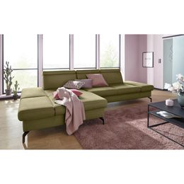 Sit & More sit&more Ecksofa &raquo;Brisbane L-Form&laquo; Fu&szlig;h&ouml;he 15 cm, inklusive Sitztiefen-, Armteil- und Kopfteilverstellung gr&uuml;n Soft clean (98% Polyester, 2% Polyamid)