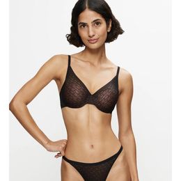 Triumph Halbschalen-BH &raquo;Signature Sheer&laquo; Monogramm-T&uuml;ll, gepolsterte Cups, Spitzen-Details, weich, T&uuml;ll schwarz 75, Cup C Halbschalen-BH