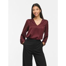 Vila Damen Langarmshirt &raquo;VIELLETTE L/S SMOCK SATIN TOP - NOOS&laquo; Kunstfaser, regular fit 40