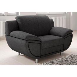 Trendmanufaktur Sessel &raquo;Rondo II, Loungesessel zeitlos und bequem&laquo; wahlweise mit komfortablem Federkern, mit extra breiten Armlehnen grau Struktur (