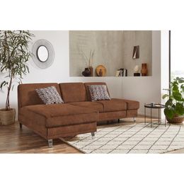 Sit & More sit&more Ecksofa &raquo;Clio L-Form&laquo; optional Schlaffunktion oder Vorziehsitz und Bettkasten, Federkern braun B/H/T: 246cm x 89cm x 165cm, Microfaser, 