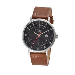 Regent Uhren Regent Herren Quarzuhr Armbanduhr, Herrenuhr, Lederarmband, analog, Tag braun Einheitsgr&ouml;&szlig;e