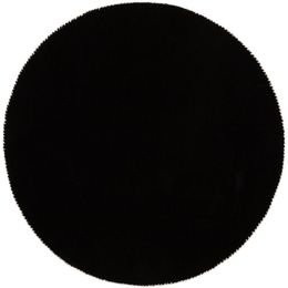 CarpetFine Wollteppich &raquo;Gabbeh Lola Uni&laquo; rund 14 mm H&ouml;he mit nat&uuml;rlichem Pflanzenmaterial von Hand gewebt, auch als L&auml;ufer schwarz Wolle &Oslash; 120cm 1 Stk