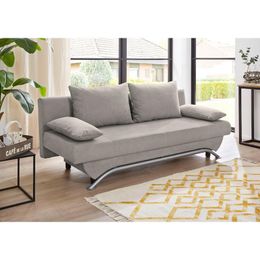 Jockenh&ouml;fer Schlafsofa &raquo;Nancy, B: 190 cm, Liegefl. 121x190 cm&laquo; mit Schlaffunktion & Bettkasten grau Luxus-Microfaser ALCATOP (100% Polyester);Kunstleder SOFTLUX ;