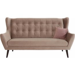Home Affaire 3-Sitzer &raquo;Hemmink&laquo; mit Knopfheftung rosa Samtvelours (100% Polyester);Luxus-Microfaser (100% Polyester);Struktur (94% Polyester, 6% 