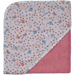 W&ouml;rner Kapuzenhandtuch &raquo;Vogel koralle Kapuzenbadetuch 80/80&laquo; obere Lage der Kapuze aus bedrucktem Single-Jersey orange Frottee, Frottier B/L: 80cmx80cm, 1 