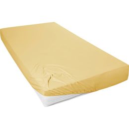 Primera Spannbettlaken &raquo;Mako-Feinjersey Spannbetttuch&laquo; Geeignet f&uuml;r Standardmatratzen bis 22 cm, 100% Baumwolle gelb Mako-Jersey, Obermaterial: 100% Baumwolle