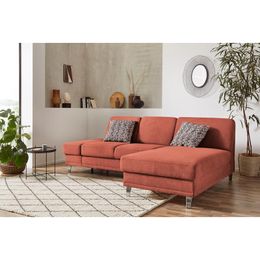 Sit & More sit&more Ecksofa &raquo;Clio L-Form&laquo; optional Schlaffunktion oder Vorziehsitz und Bettkasten, Federkern orange B/H/T: 246cm x 89cm x 165cm, Luxus-Microfaser