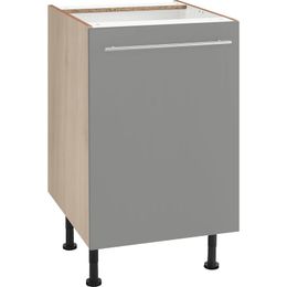 Optifit Unterschrank &raquo;Bern&laquo; 50 cm breit, mit 1 T&uuml;r mit h&ouml;henverstellbaren F&uuml;&szlig;en, mit Metallgriff grau B/H/T: 50cm x 87cm x 58,4cm