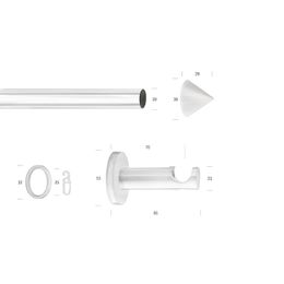 Garesa Gardinenstange &raquo;WHITE&laquo; &Oslash; 20 mm 1 l&auml;ufig-l&auml;ufig Wunschma&szlig;l&auml;nge Vorhanggarnitur, verl&auml;ngerbar, Wandmontage, Endknopf Spitze wei&szlig; Eisen B/L: 340cm