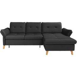 Sit & More sit&more Ecksofa &raquo;G&ouml;teborg&laquo; Sitztiefenverstellung und Federkern, wahlweise mit Bettfunktion schwarz B/H/T: 268cm x 90cm x 176cm, NaturLEDER Stoff, 