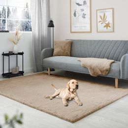 OTTO home Hochflor-Teppich &raquo;Lugano&laquo; rechteckig 30 mm H&ouml;he Kunstfell, Uni Farben, sehr weich & kuschelig grau Polyester B : 160cm 1 Stk., 30mm, L: 